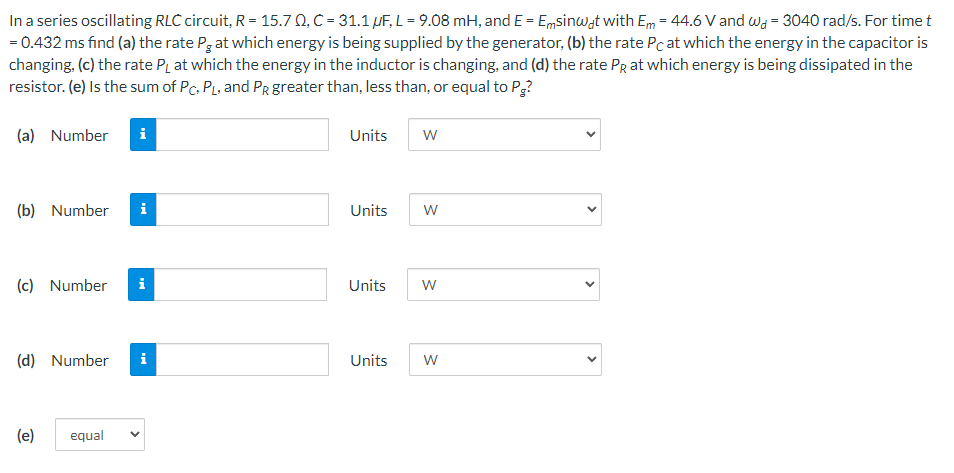 Solved In a series oscillating RLC circuit, R=15.7\Omega | Chegg.com