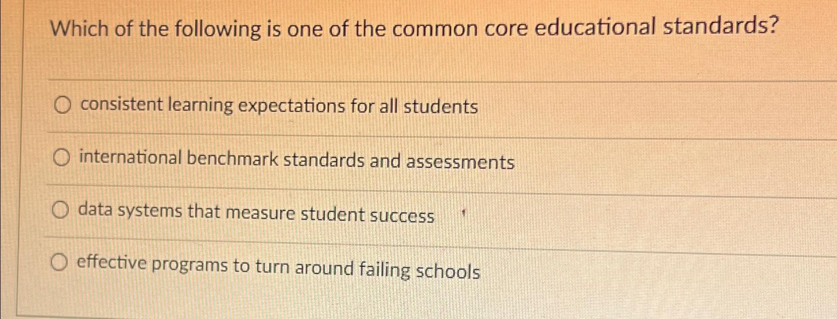 Solved Which of the following is one of the common core | Chegg.com