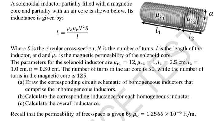 Solved A solenoidal inductor partially filled with a | Chegg.com
