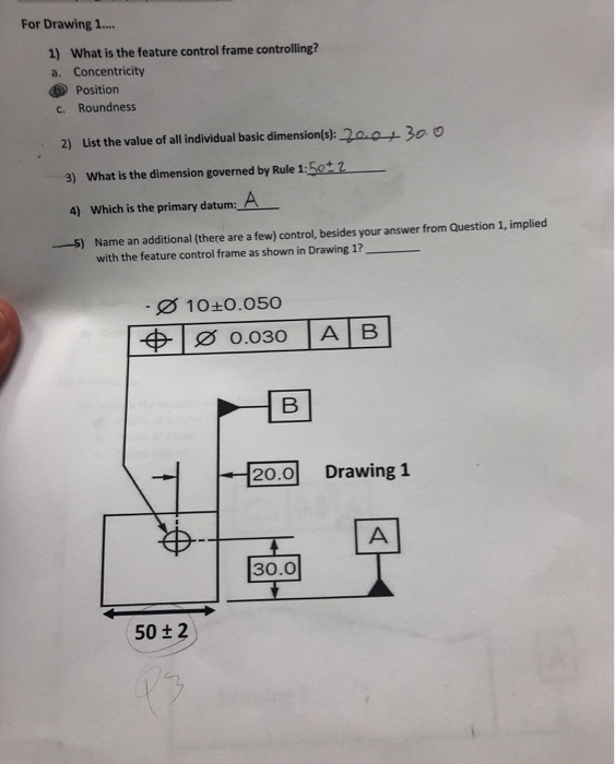 For Drawing 1..... 1) What is the feature control | Chegg.com