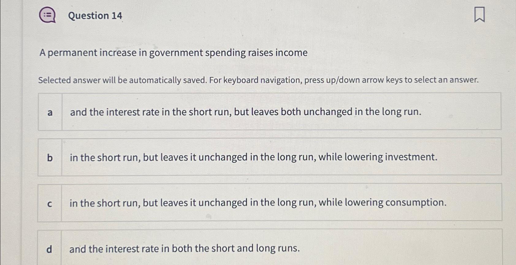 Solved Question 14A permanent increase in government | Chegg.com