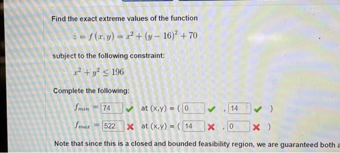 Solved Find the exact extreme values of the function | Chegg.com