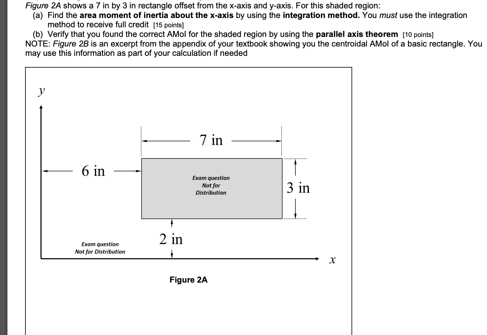 Solved Figure 2A shows a 7 in by 3 in ﻿rectangle offset from | Chegg.com