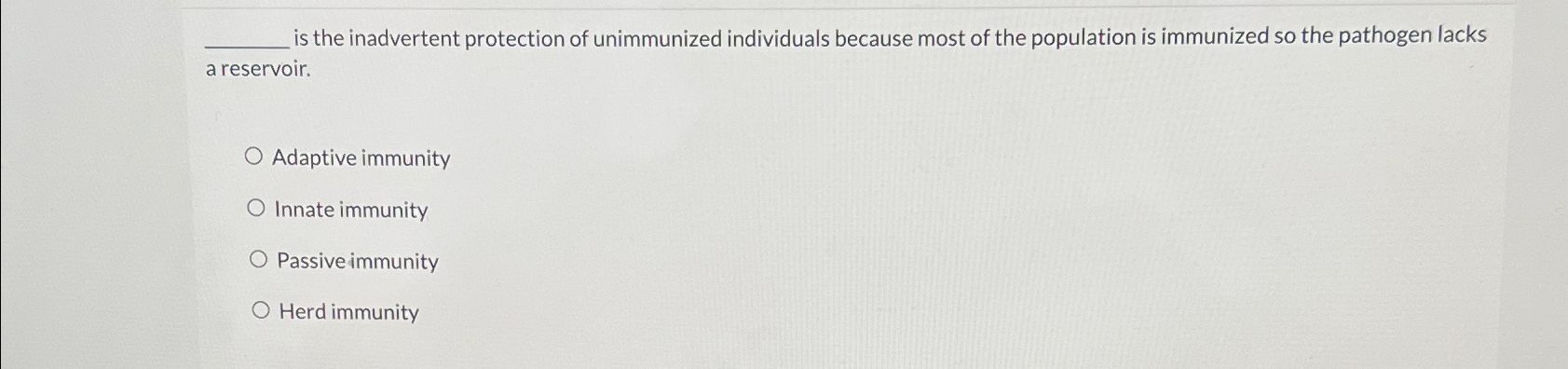 Solved is the inadvertent protection of unimmunized | Chegg.com