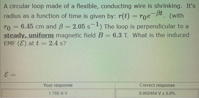 Solved A circular loop made of a flexible, conducting wire | Chegg.com