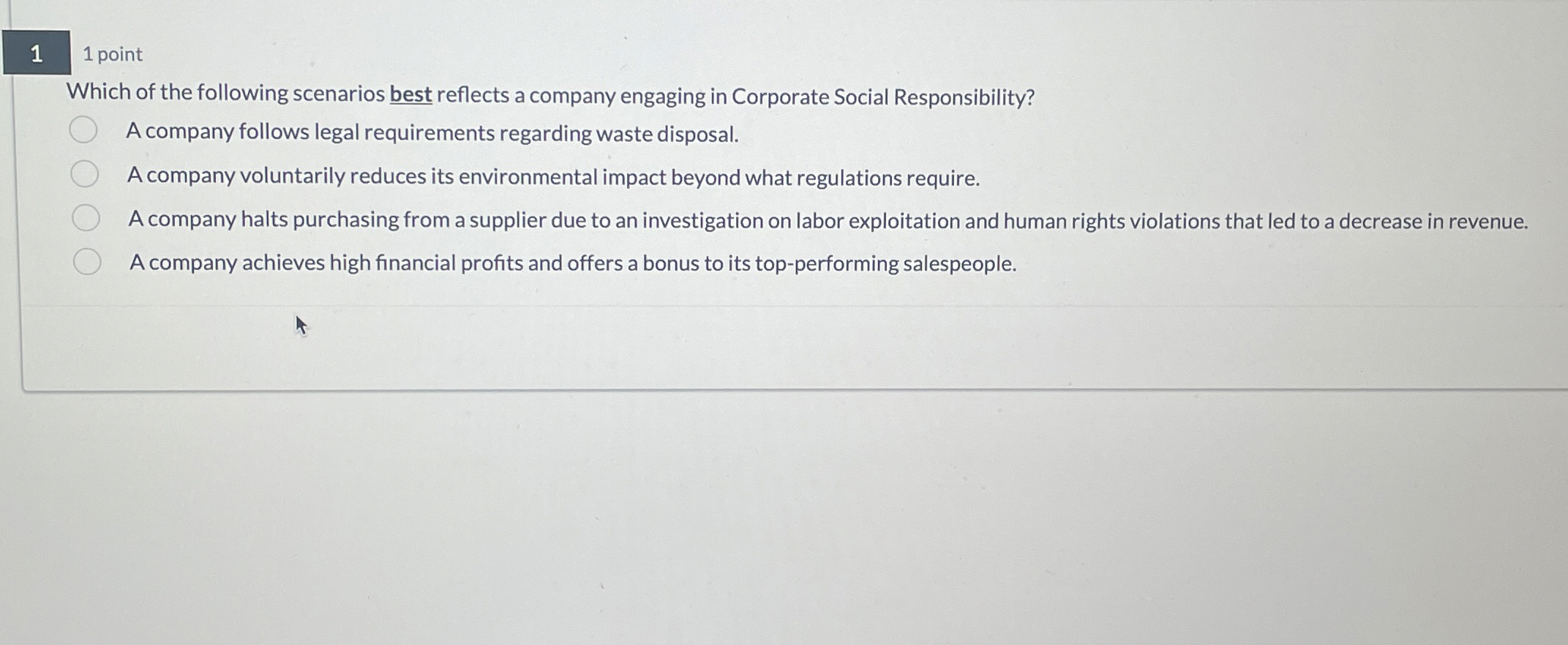 Solved 11 ﻿pointWhich of the following scenarios best | Chegg.com