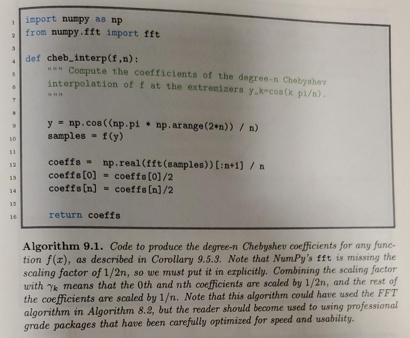 Solved Using Algorithm 9.1, plot the Chebyshev interpolating | Chegg.com