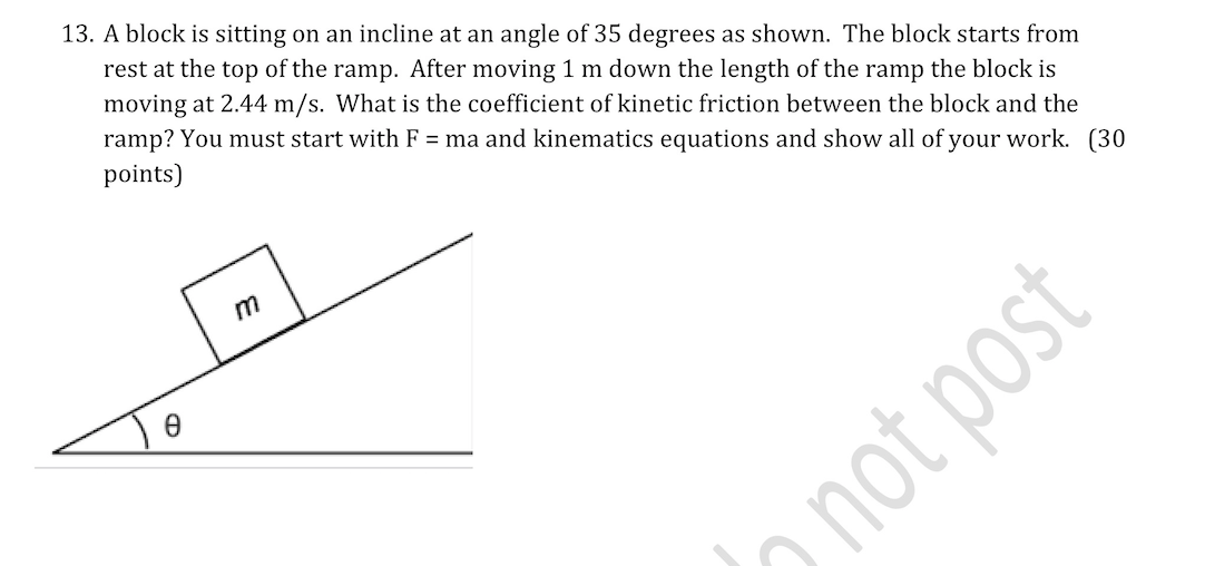 Solved a block sitting on an inclined at an angle of 35 | Chegg.com