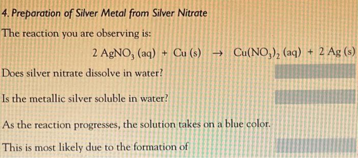 Solved 4. Preparation of Silver Metal from Silver Nitrate | Chegg.com