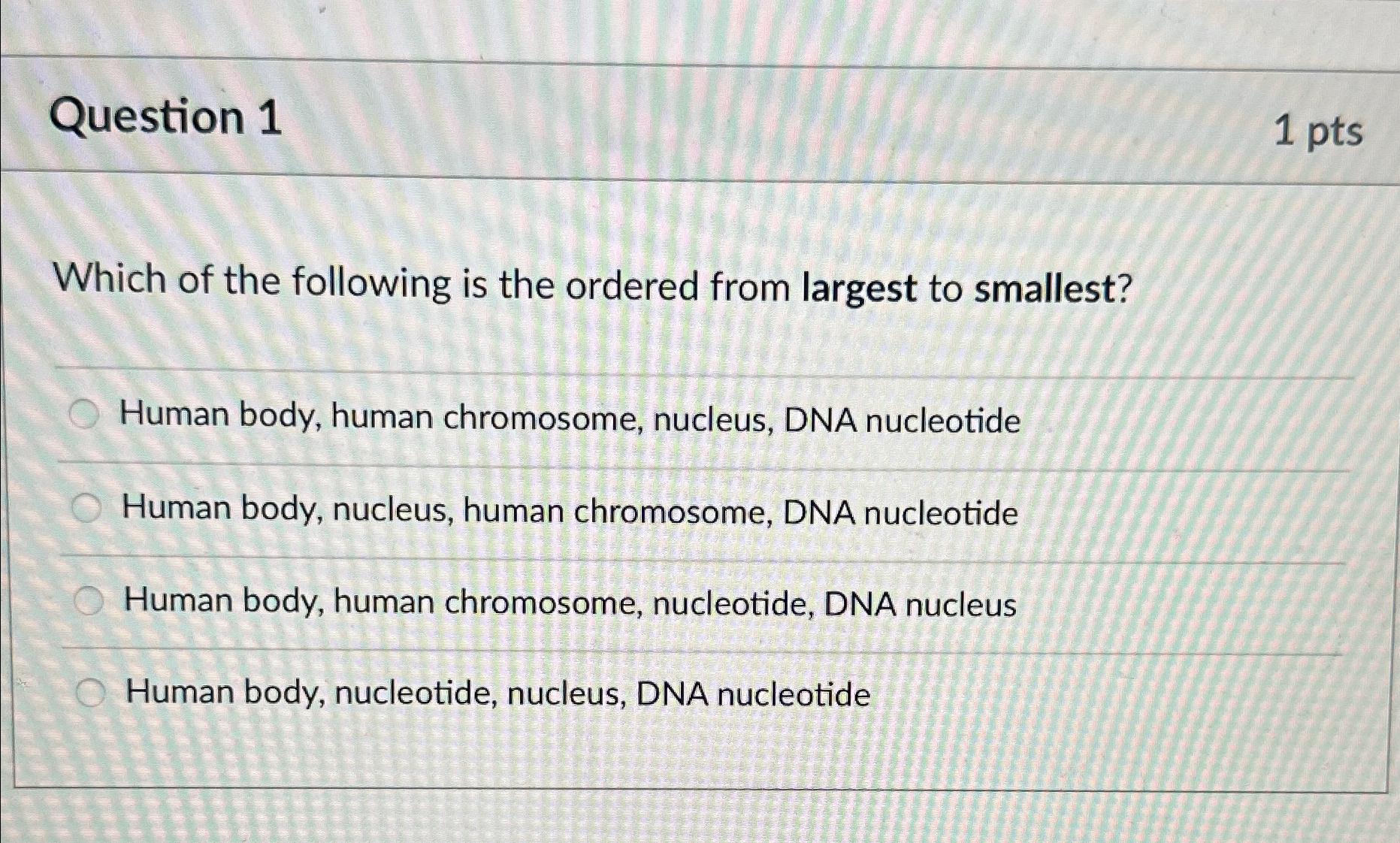 Solved Question 11 ﻿ptsWhich of the following is the ordered | Chegg.com
