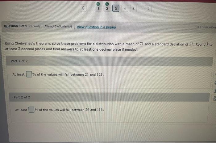 Solved Using Chebyshev's theorem, solve these problems for a | Chegg.com