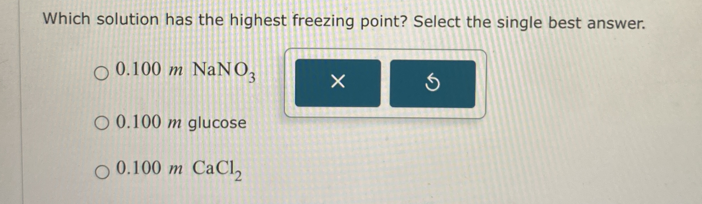 Which solution has the highest freezing point? Select | Chegg.com