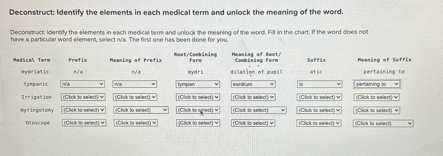 Solved Deconstruct: Identify the elements in each medical | Chegg.com