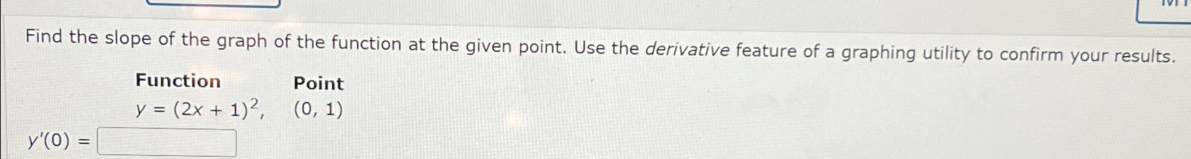 Solved Find the slope of the graph of the function at the | Chegg.com