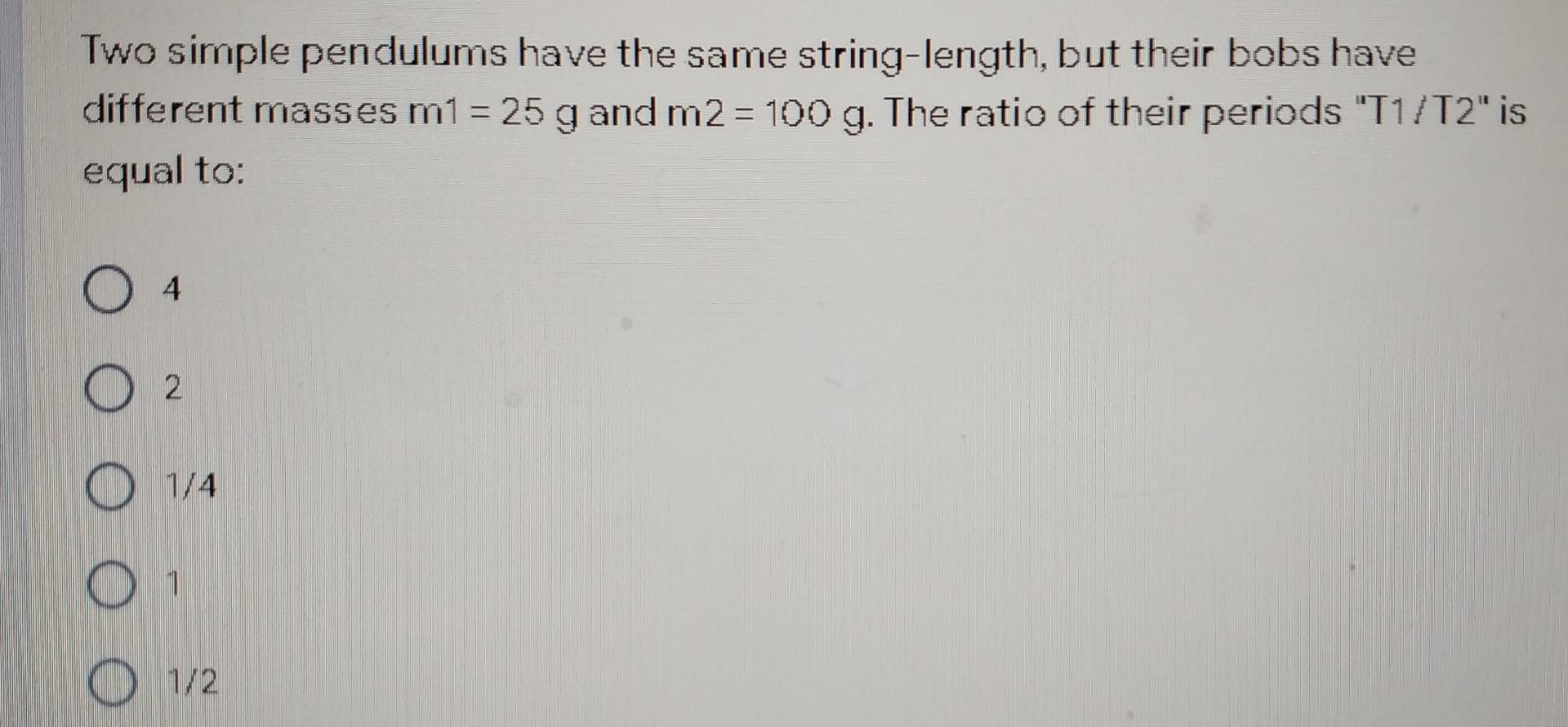Solved Two simple pendulums have the same string-length, but | Chegg.com
