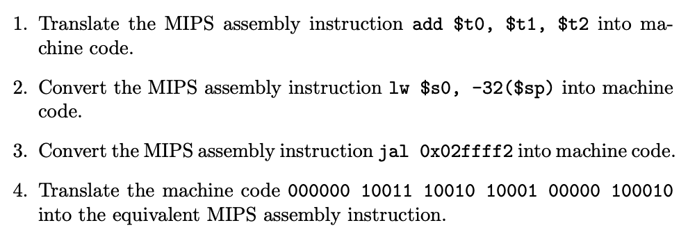 Solved Translate the MIPS assembly instruction add | Chegg.com