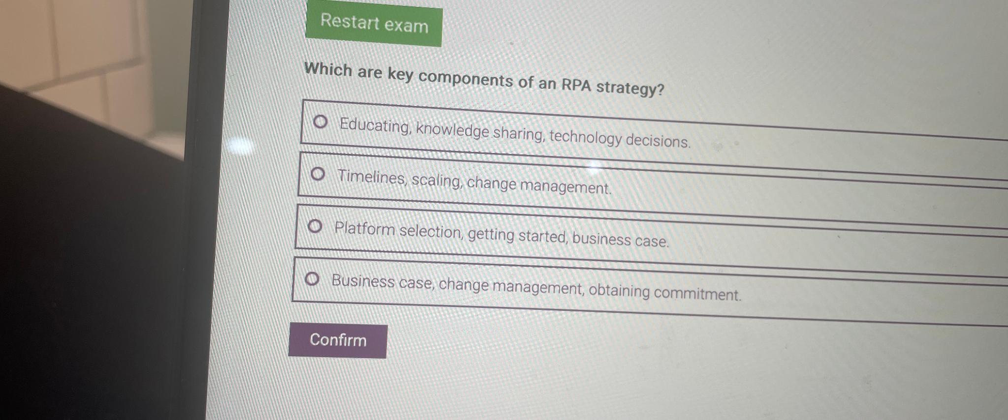 Solved Which Are Key Components Of An Rpa
