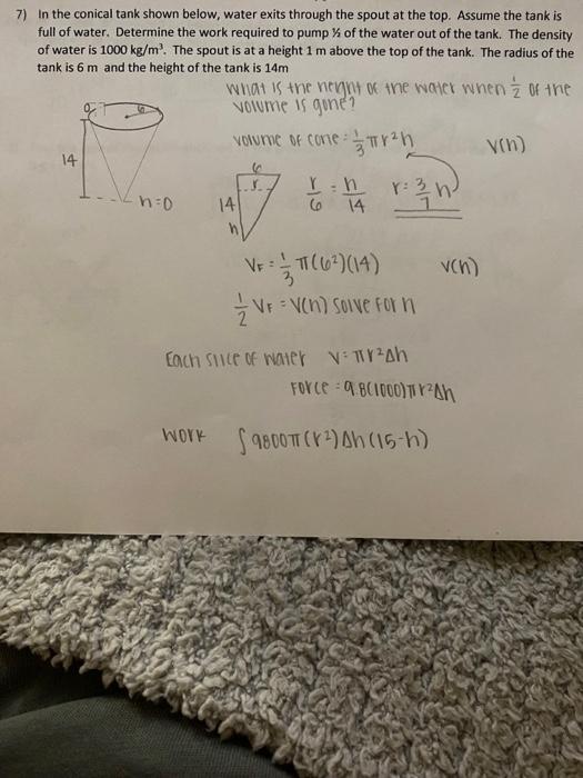 7) In the conical tank shown below, water exits | Chegg.com