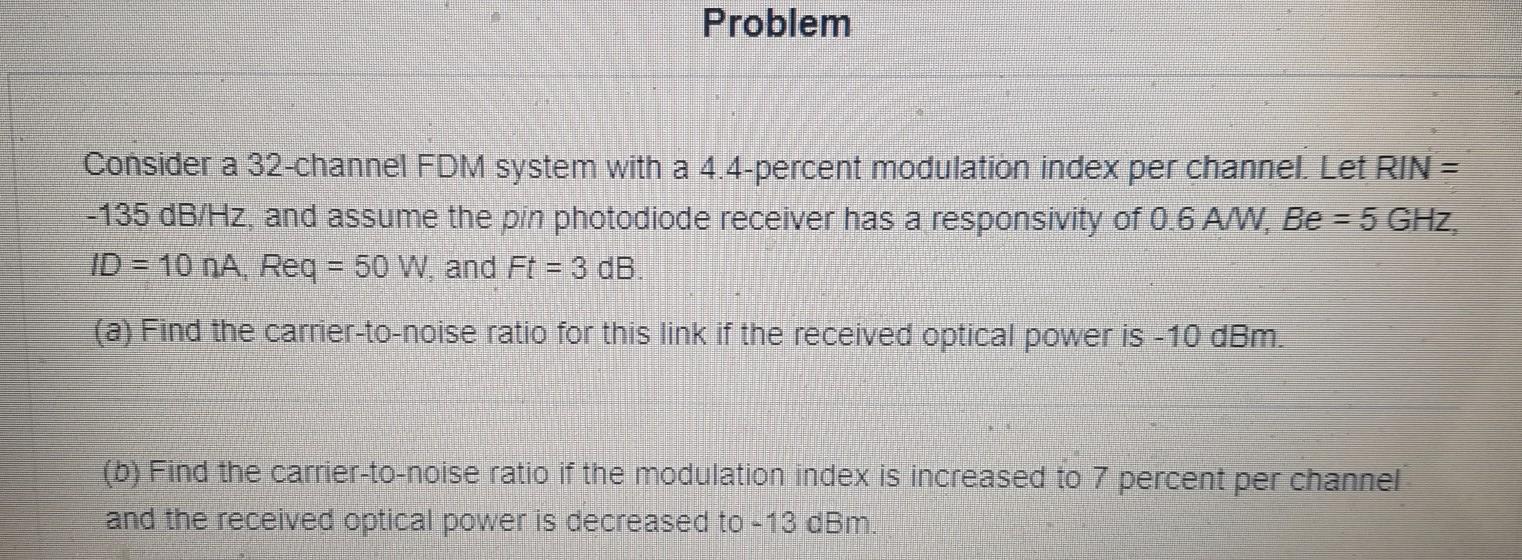 Solved Problem Consider a 32-channel FDM system with a | Chegg.com