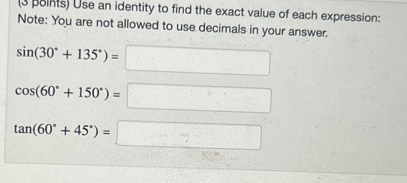 Solved identity to find the exact value of each | Chegg.com