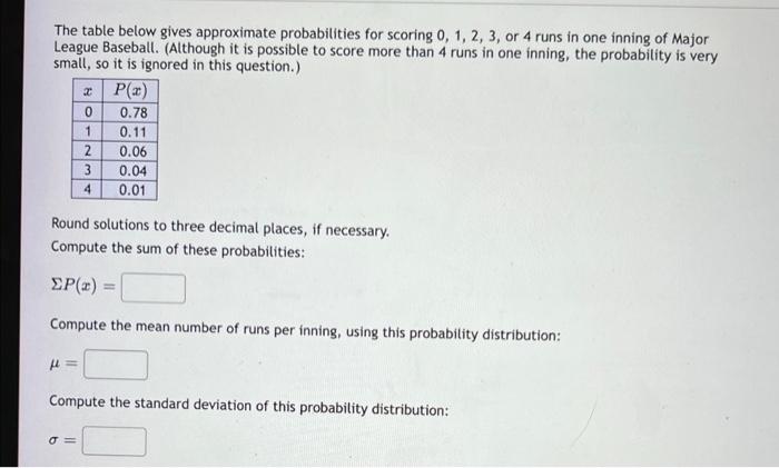 Solved The table below gives approximate probabilities for | Chegg.com