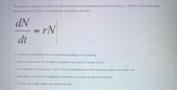 Solved The equation below is a model for determining linear | Chegg.com
