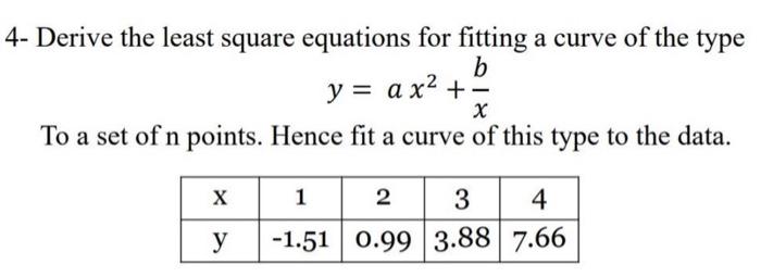 Solved 4- Derive the least square equations for fitting a | Chegg.com