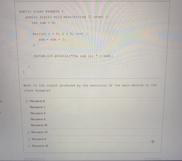 Solved public class Example public static void main(String[] | Chegg.com