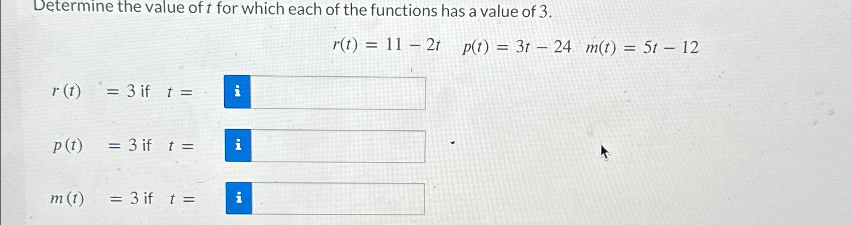 Solved Determine the value of t ﻿for which each of the | Chegg.com