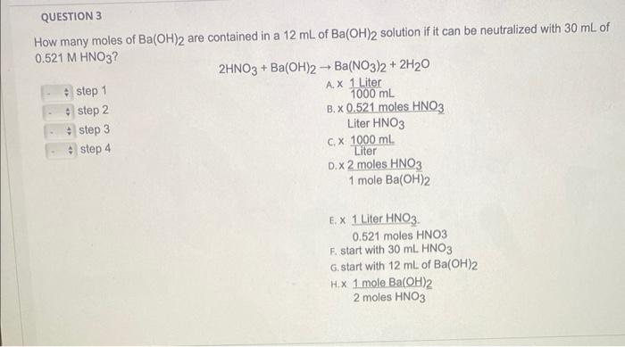 Solved How many moles of Ba(OH)2 are contained in a 12 mL of | Chegg.com