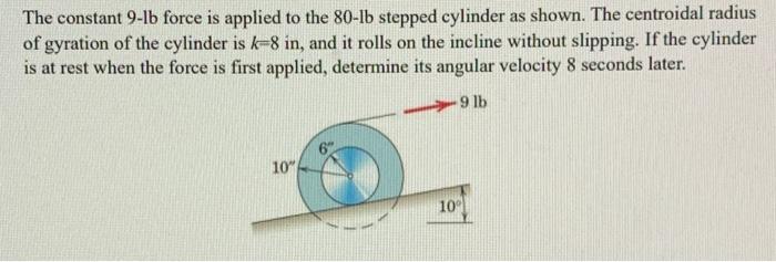 Solved The constant 9−lb force is applied to the 80 -lb | Chegg.com