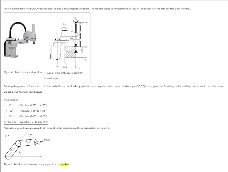 Solved In an industrial factory a SCARA rabat is used, | Chegg.com