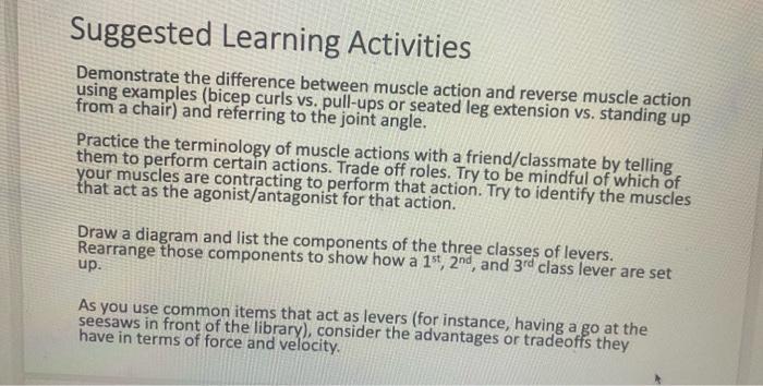 Suggested Learning Activities Demonstrate the | Chegg.com