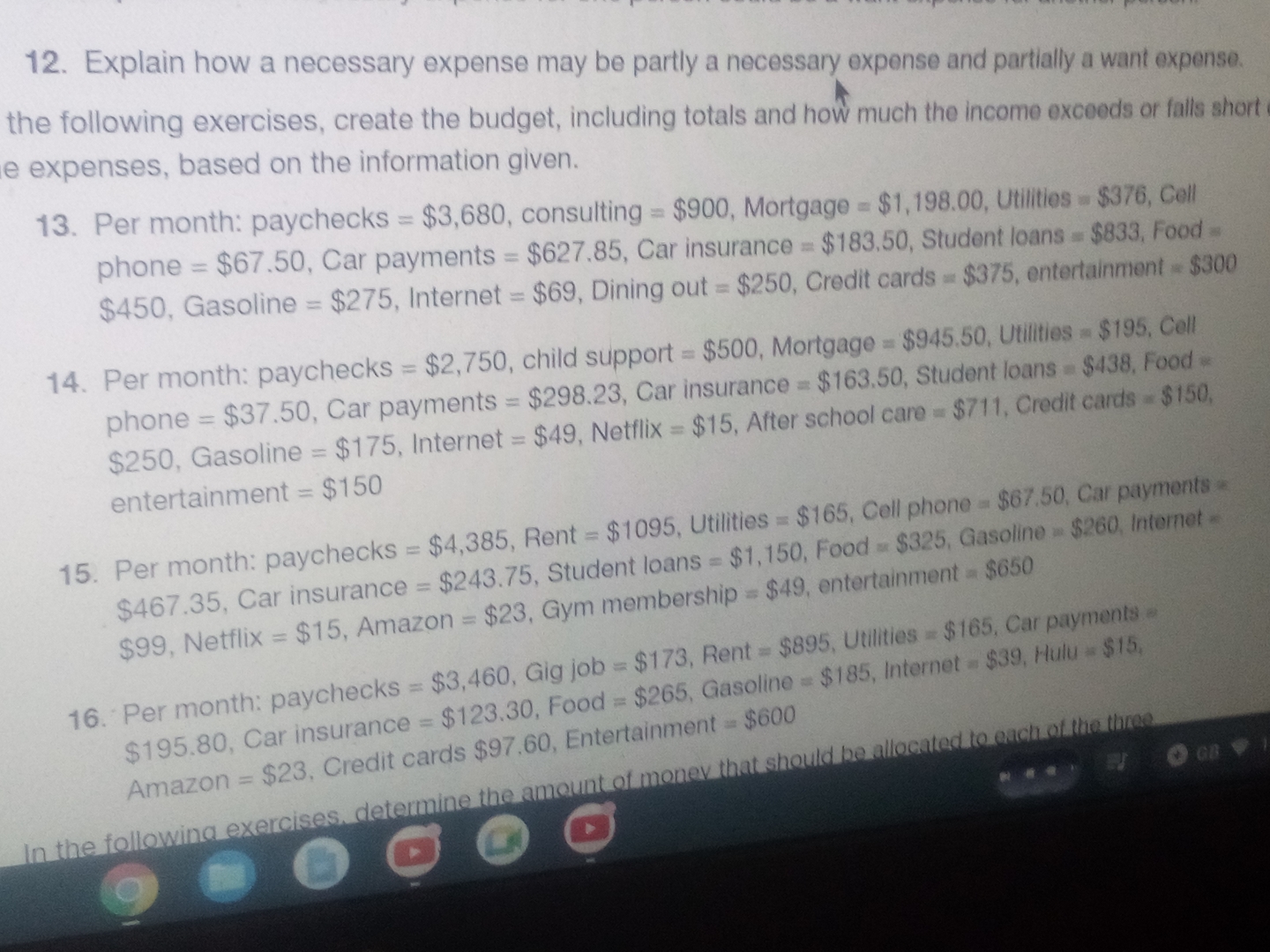 How can I figure out Explain how a necessary expense | Chegg.com