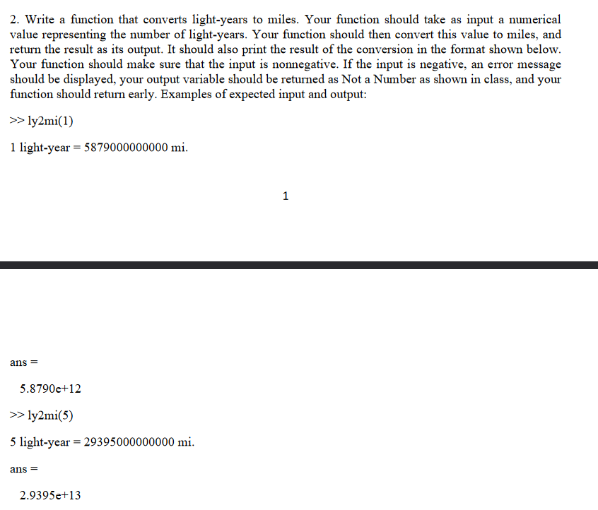 Solved Write a function that converts light-years to miles. | Chegg.com