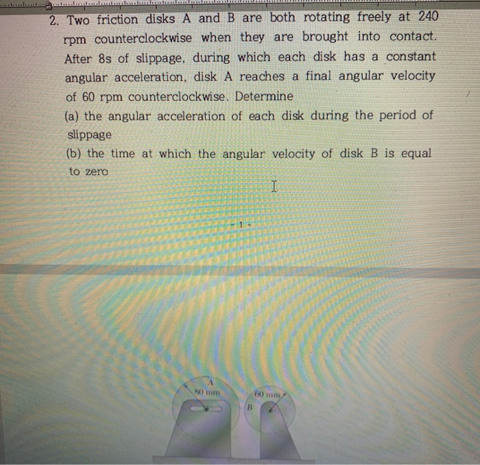 Solved 2. Two friction disks A and B are both rotating | Chegg.com