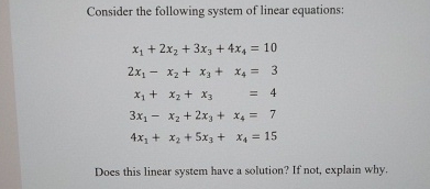 Solved Consider the following system of linear | Chegg.com