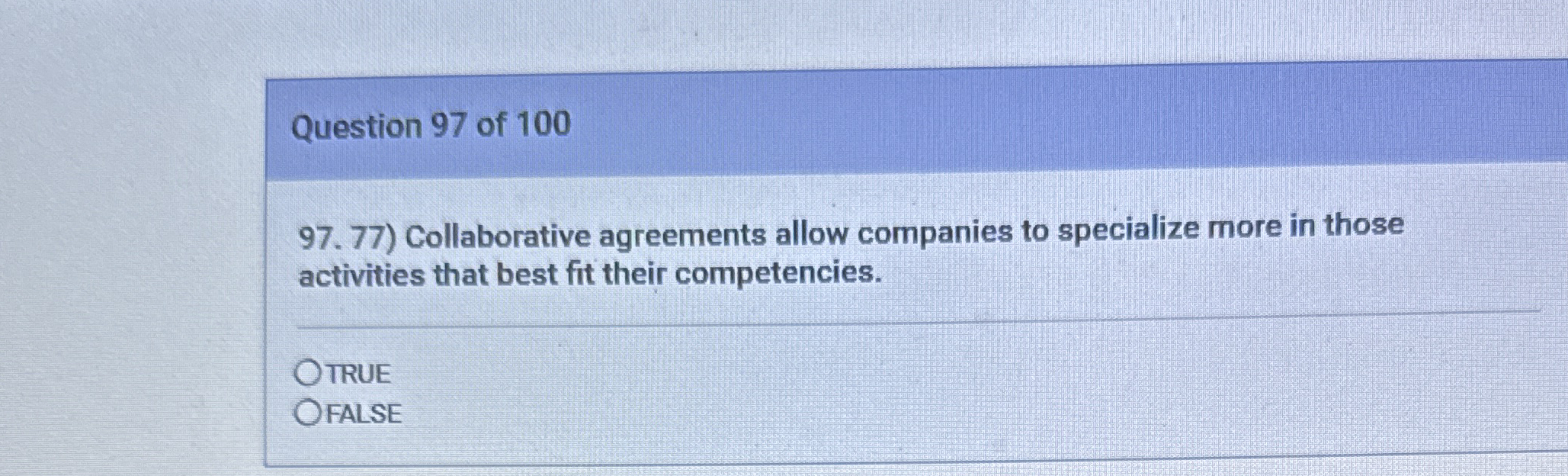 Solved Question 97 ﻿of 10097. 77) ﻿Collaborative agreements | Chegg.com
