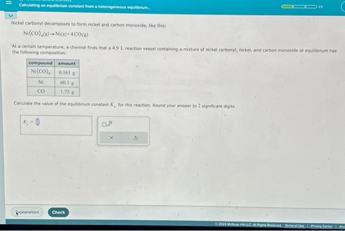 Solved Please help!!! Calculating an equilibrium constant | Chegg.com