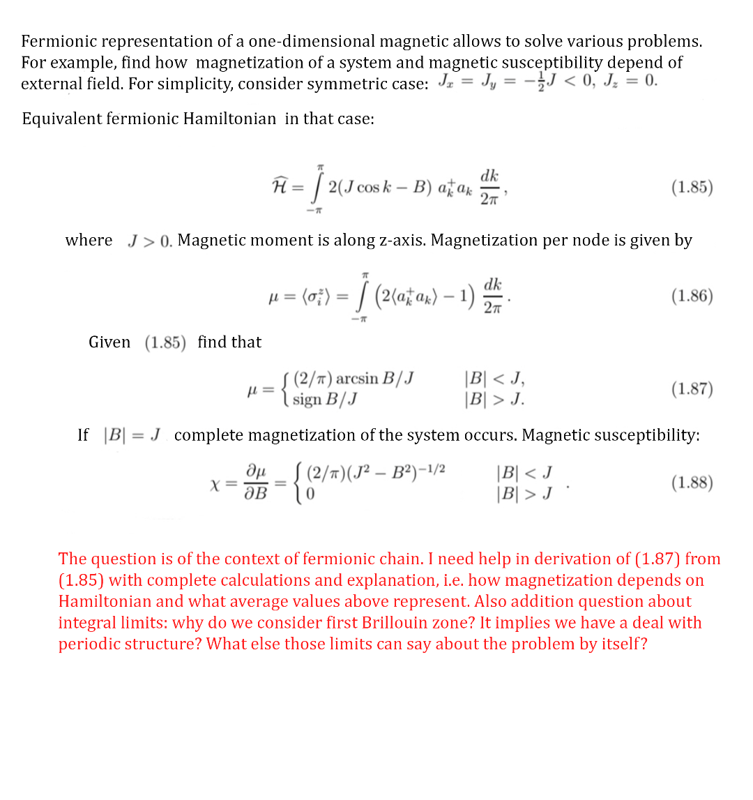 Solved Fermionic representation of a one-dimensional | Chegg.com