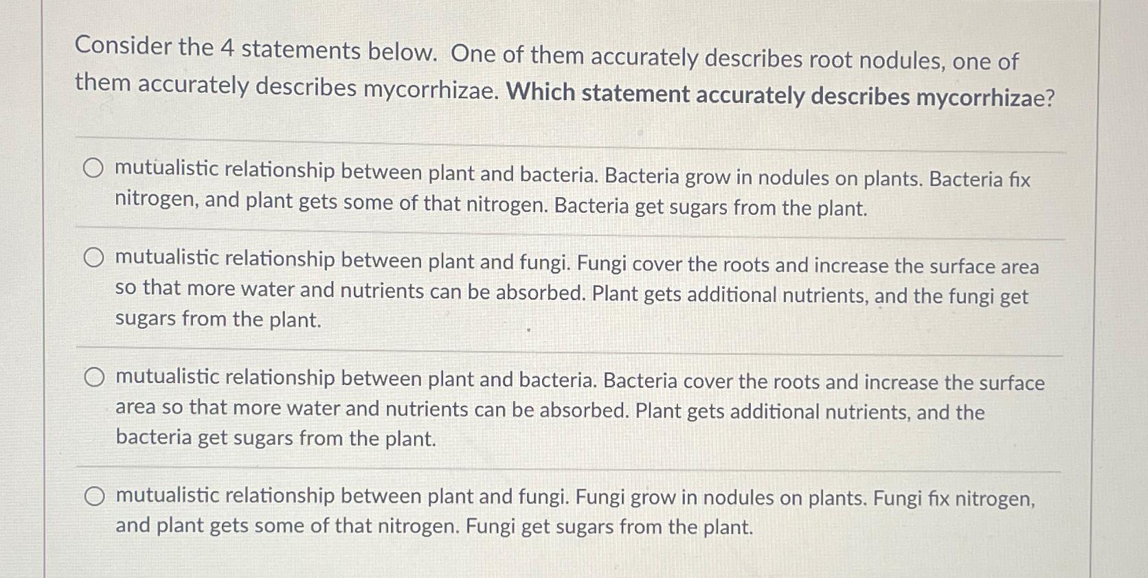 Solved Consider the 4 ﻿statements below. One of them | Chegg.com