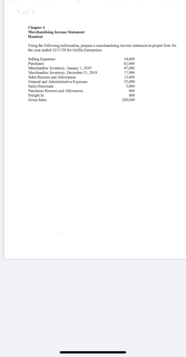 Solved To Chapter 4 Merchandising Income Statement Handout | Chegg.com