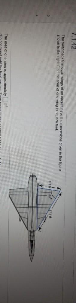 Solved 7.1.42 The sweptback triangular wings of an aircraft | Chegg.com