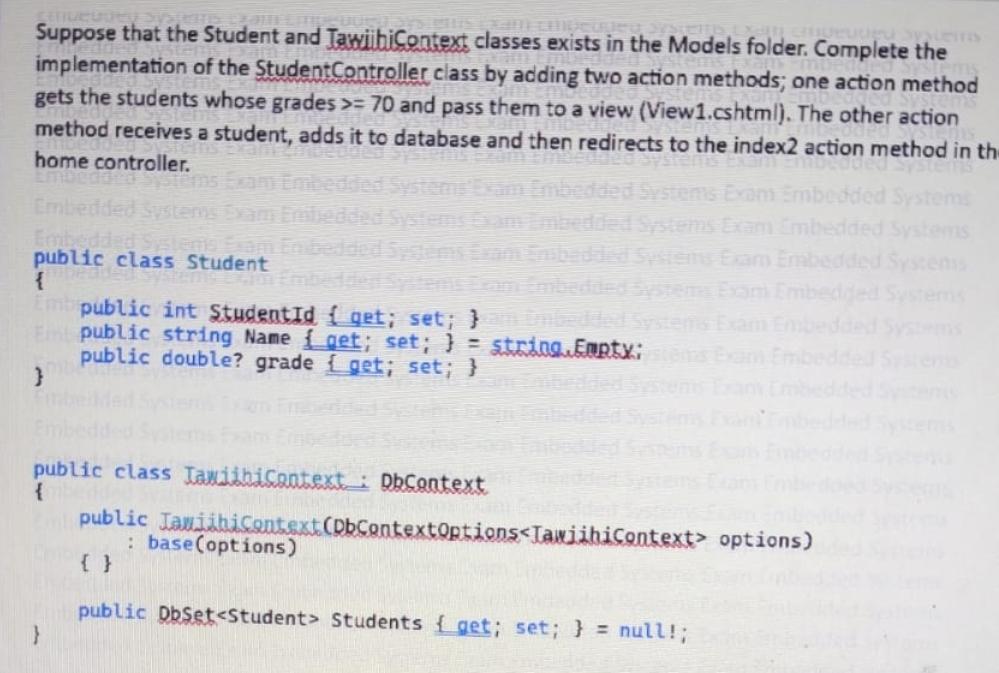 Solved Suppose that the Student and TawiibiContexs, classes | Chegg.com