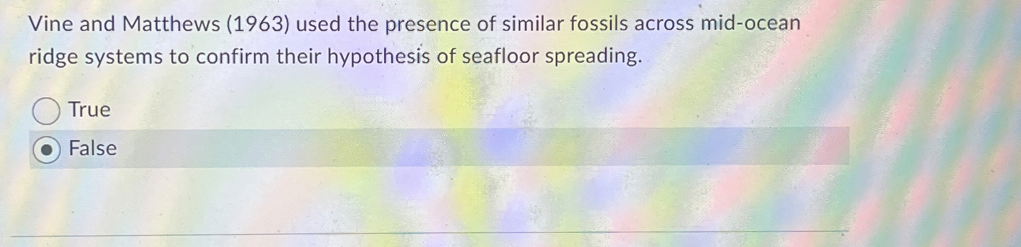 Solved Vine and Matthews (1963) ﻿used the presence of | Chegg.com