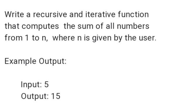 Solved Write a recursive and iterative function that | Chegg.com