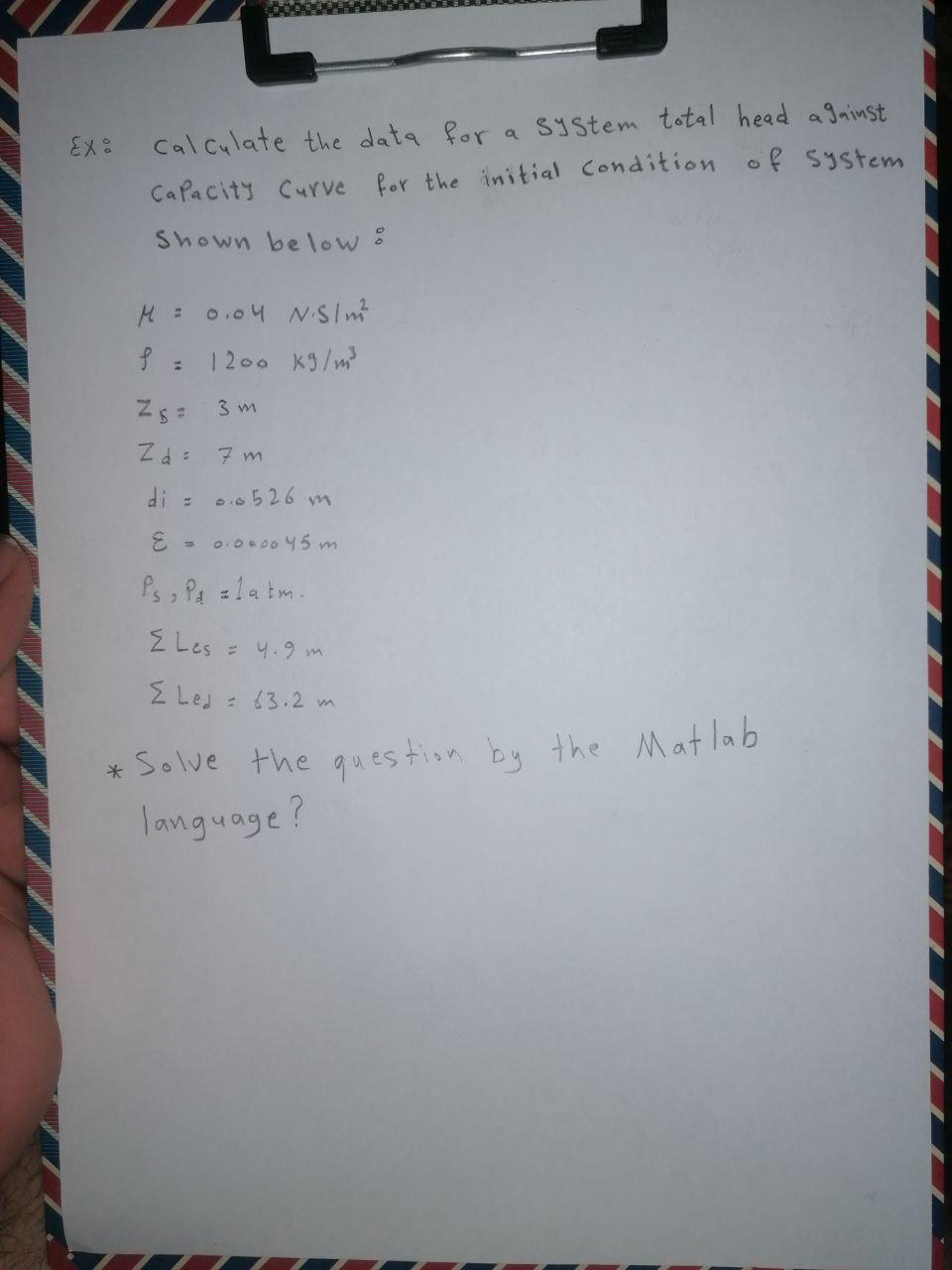 Solved EX calculate the data for a system total head against | Chegg.com