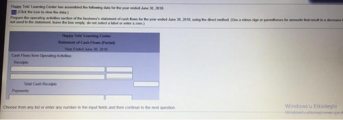 Solved Happy Tots Learning Center has assembled the | Chegg.com