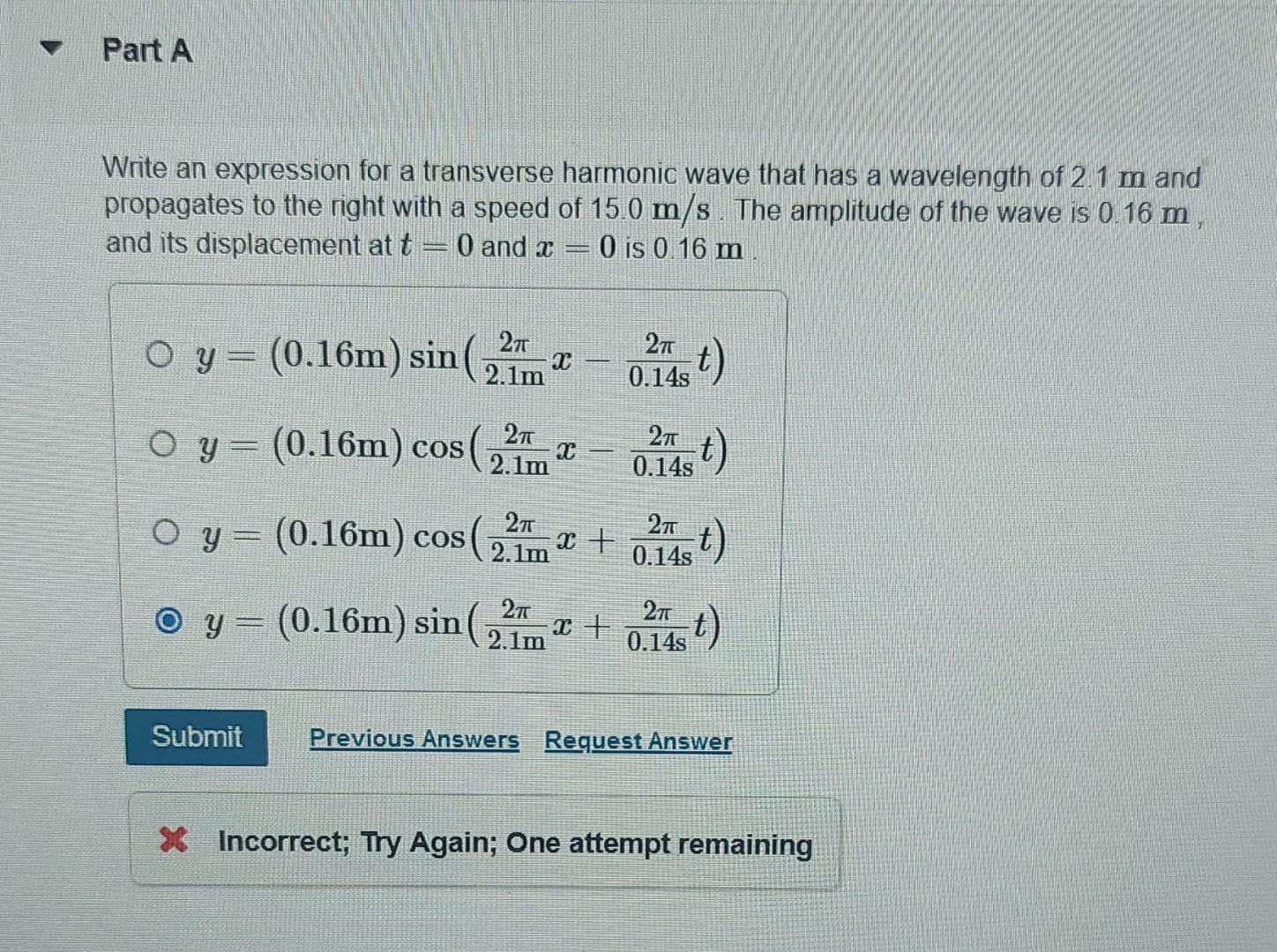 Solved Write an expression for a transverse harmonic wave | Chegg.com
