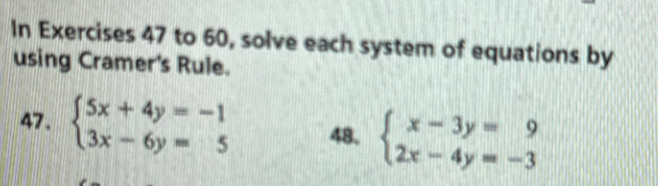 Solved In Exercises 47 ﻿to 60 , ﻿solve each system of | Chegg.com
